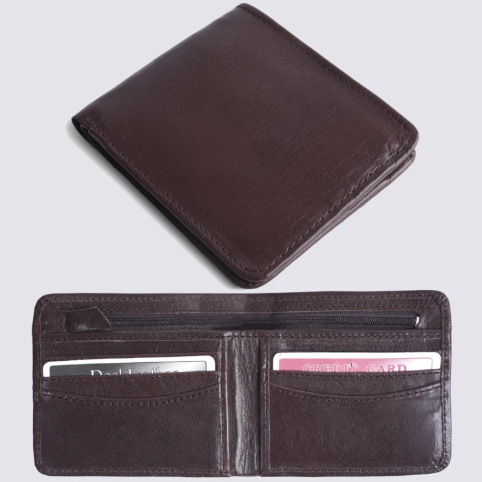 Men’s Brown Genuine Leather Bifold Wallet with Card Holders